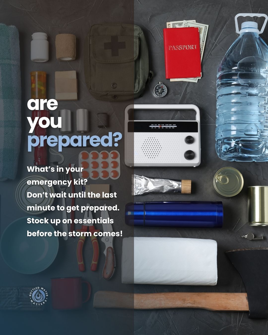 FEMA says you need 1 gallon of clean, reliable water per person per day for your disaster kit ...